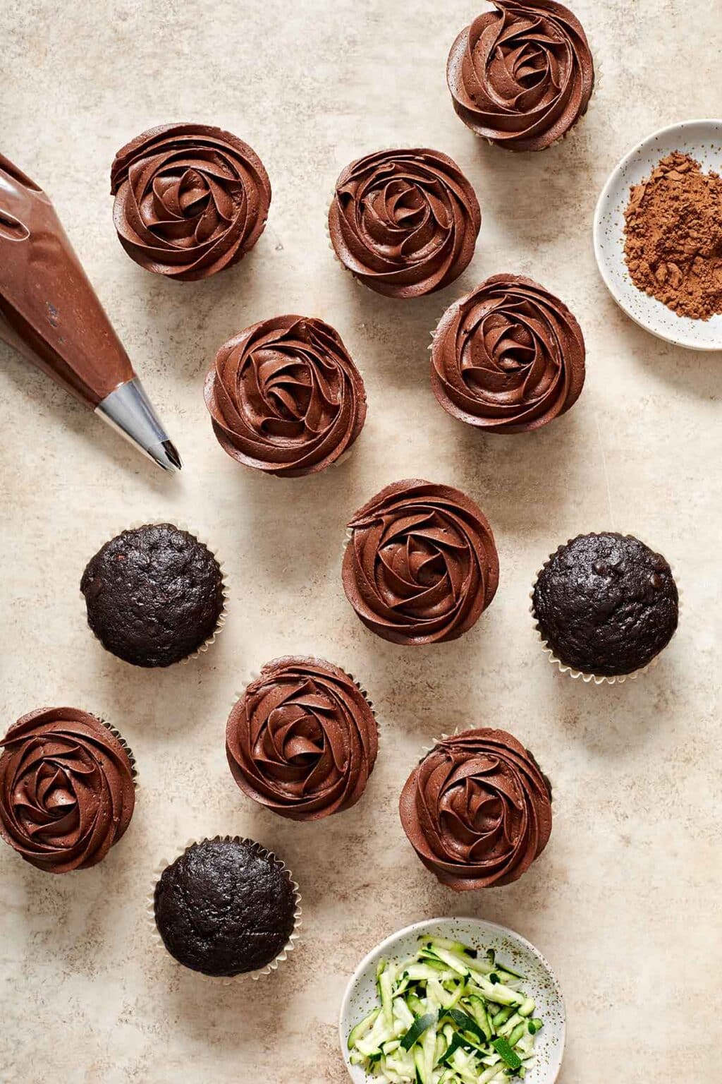 Chocolate Zucchini Cupcakes - Crumb Top Baking