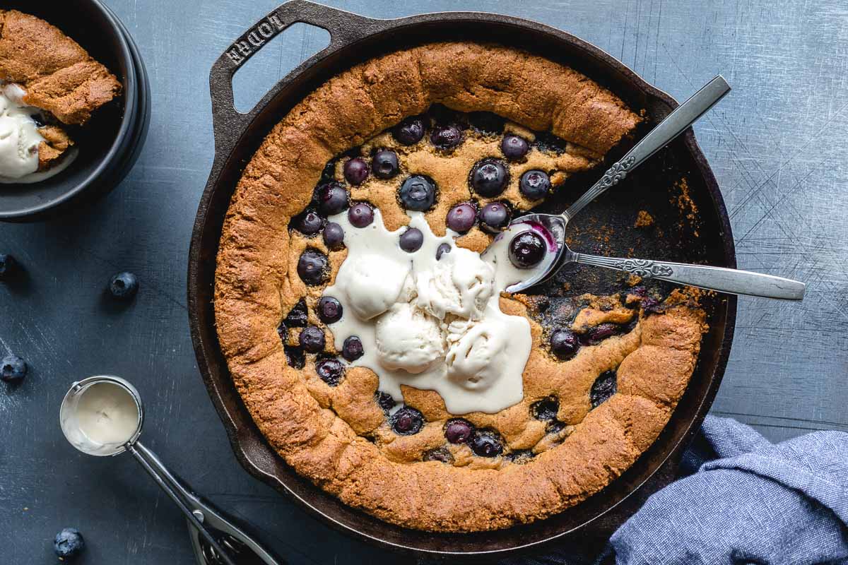 Blueberry Skillet Cookie (Gluten-Free) - Crumb Top Baking