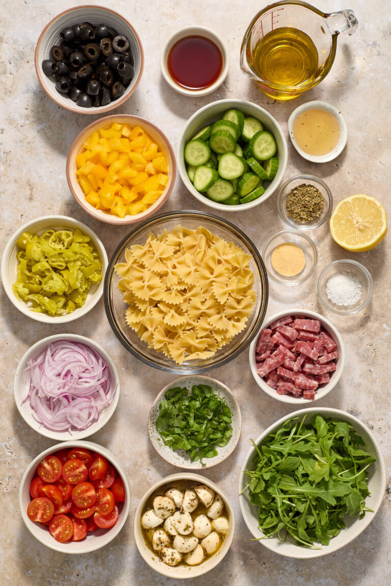 Italian Bow Tie Pasta Salad - Crumb Top Baking