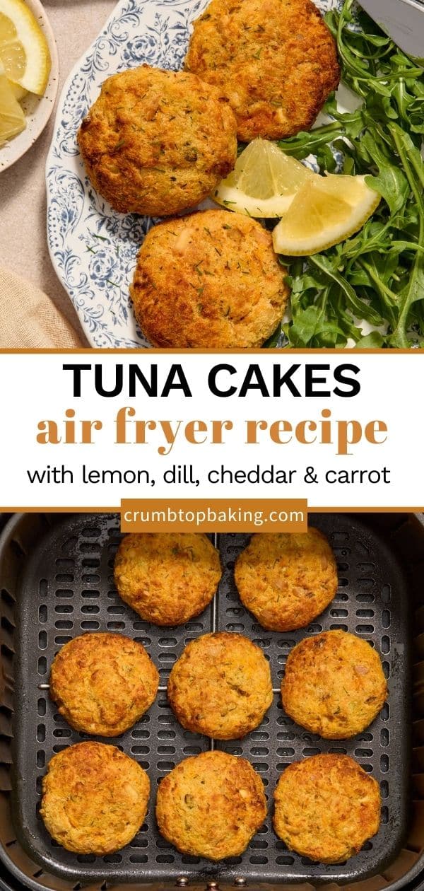 Air Fryer Tuna Cakes with Cheddar Cheese & Grated Carrot - Crumb Top Baking